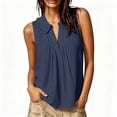 RQYYD Womens Sleeveless Tops Casual Split Neck Blouses Ruffle Collar ...