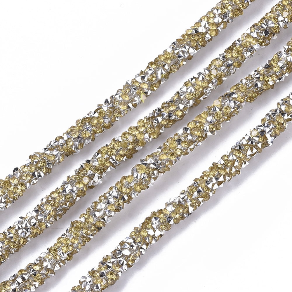 RR003B - 10 YDS - Gold and Silver Rhinestone Glitter Tubing Rope Cord ...
