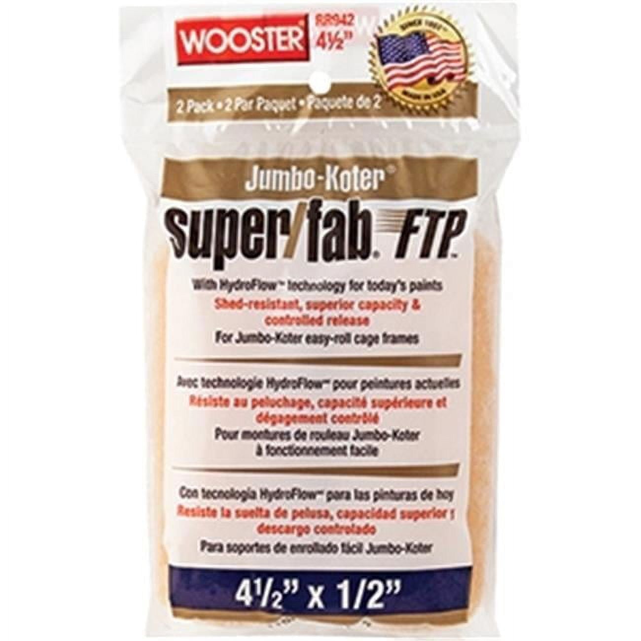 RR942 4.5 in. Jumbo-Koter Super Fab Ftp 0.5 in. Roller Cover - Walmart.com