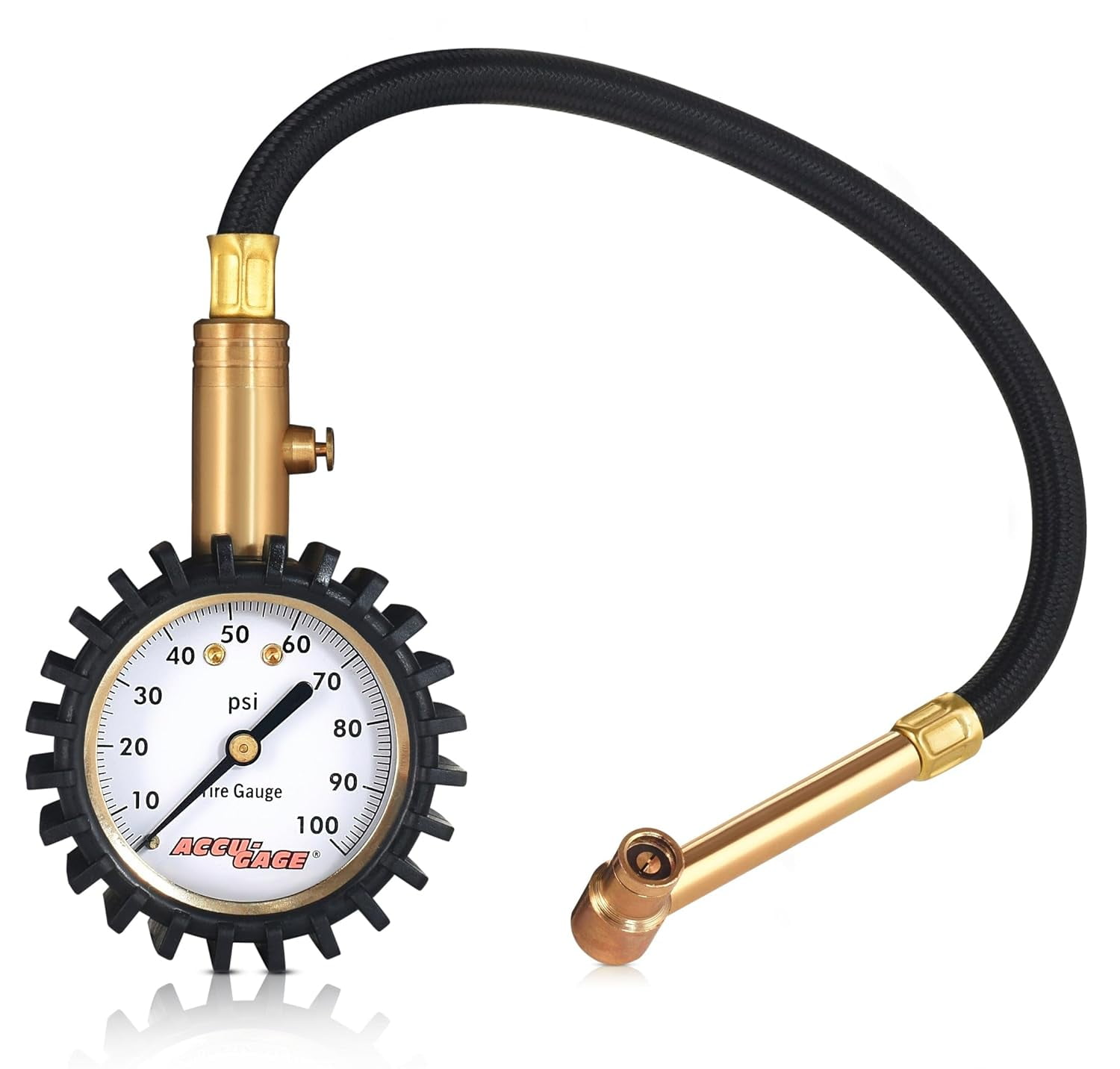 RRA100X Tire Pressure Gauge with Hose and Protective Rubber Guard ...