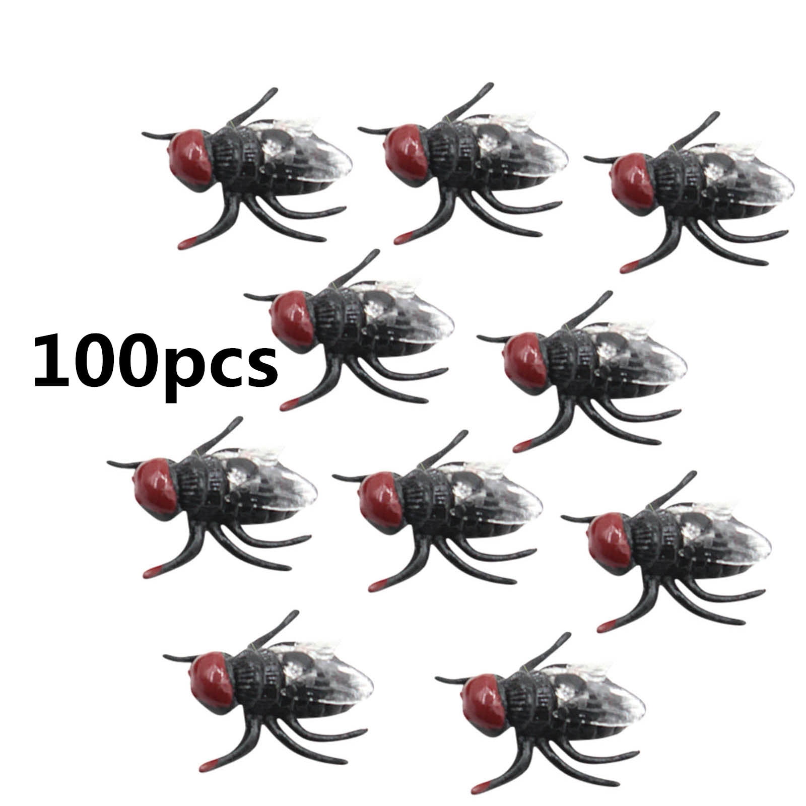 RRCSS 100 Pcs Plastic Fake Flies Lifelike Mini Flies Bulk Prank Children'S Toys Simulation ...