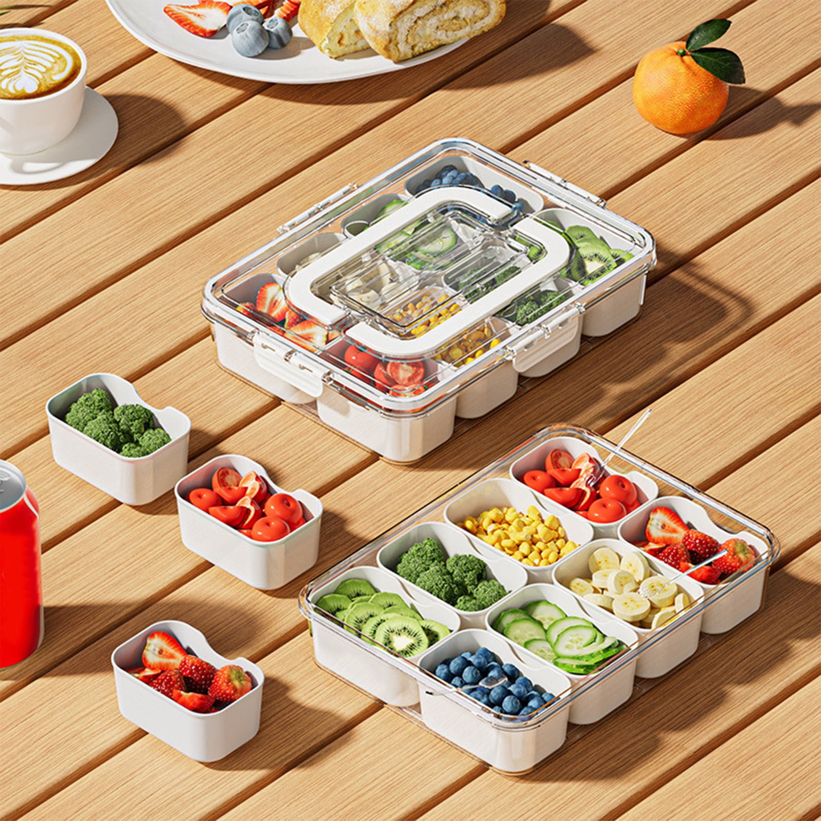 RRCSS Divided Tray with Lid and Handle - Snack Box Container with Date ...