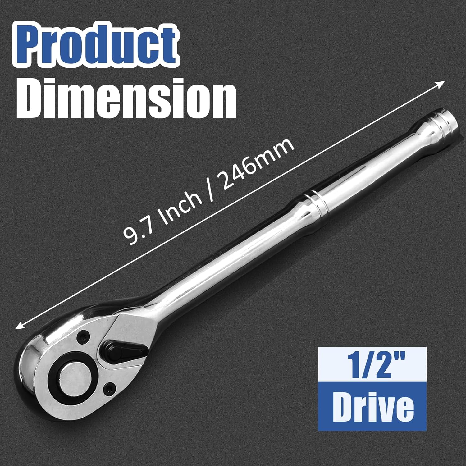 RRDWQ-1/2 Inch Drive Ratchet Wrench, 72-Tooth Quick-Release Reversible ...