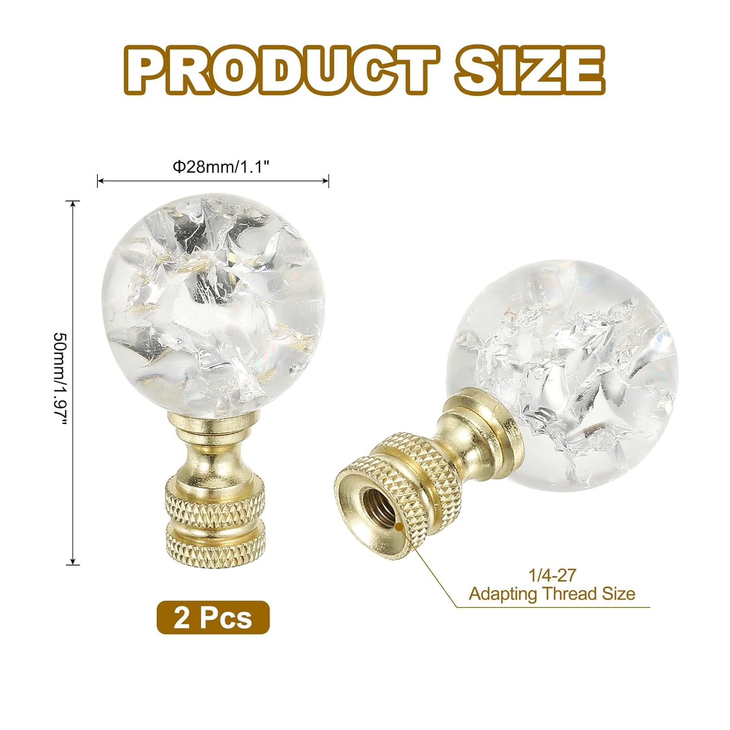 RRDWQ-1/4-27 Lamp Finial Cap for Lampshade Harp Top, 2Pcs Cap Nut Screw ...