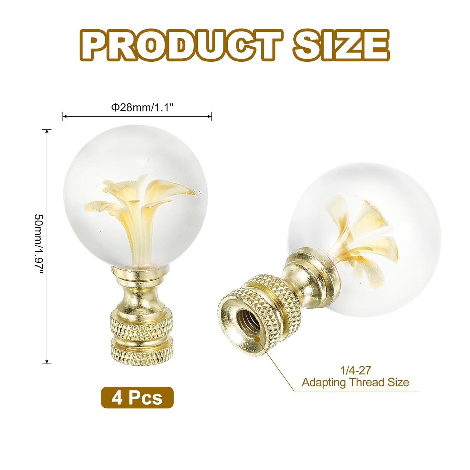 RRDWQ-1/4-27 Lamp Finial Cap for Lampshade Harp Top, 4Pcs Cap Nut Screw ...