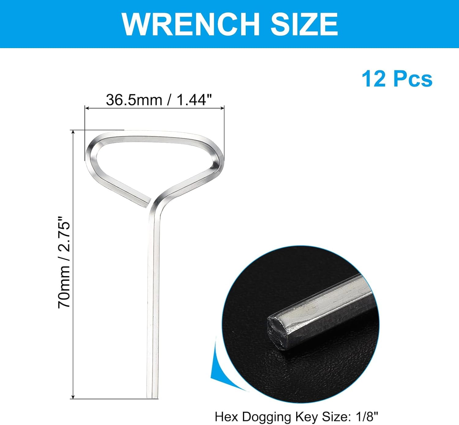 RRDWQ-1/8" Standard Hex Dogging Key, 12 Pack Solid Steel Wrench Door ...