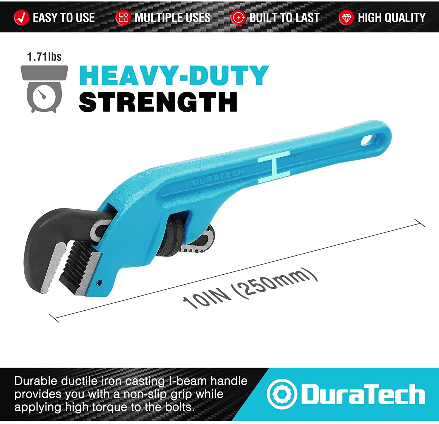 RRDWQ-10-Inch Offset Pipe Wrench, Heavy Duty End Pipe Wrench, Cast Iron ...