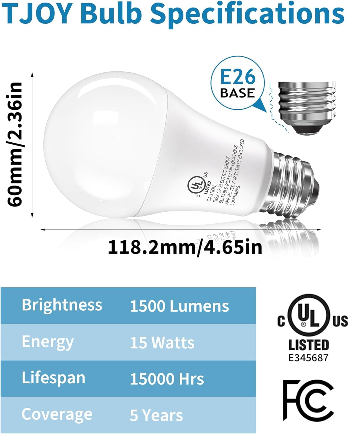 RRDWQ-10 Pack LED Light Bulbs, 100 Watt Equivalent A19, 5000K Daylight ...