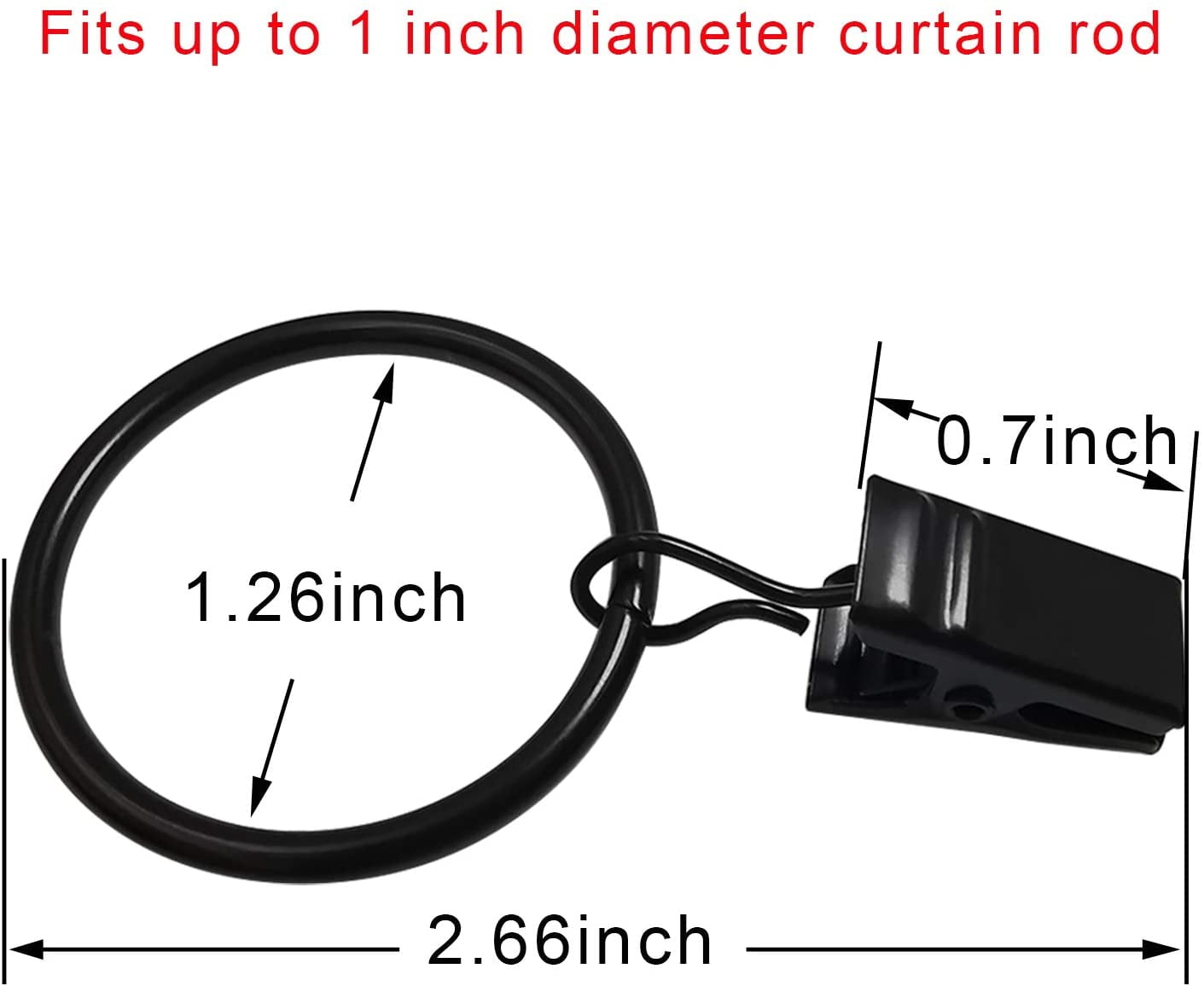 RRDWQ-100 Pack Curtain Rings with Clips, Drapery Clips with Rings ...