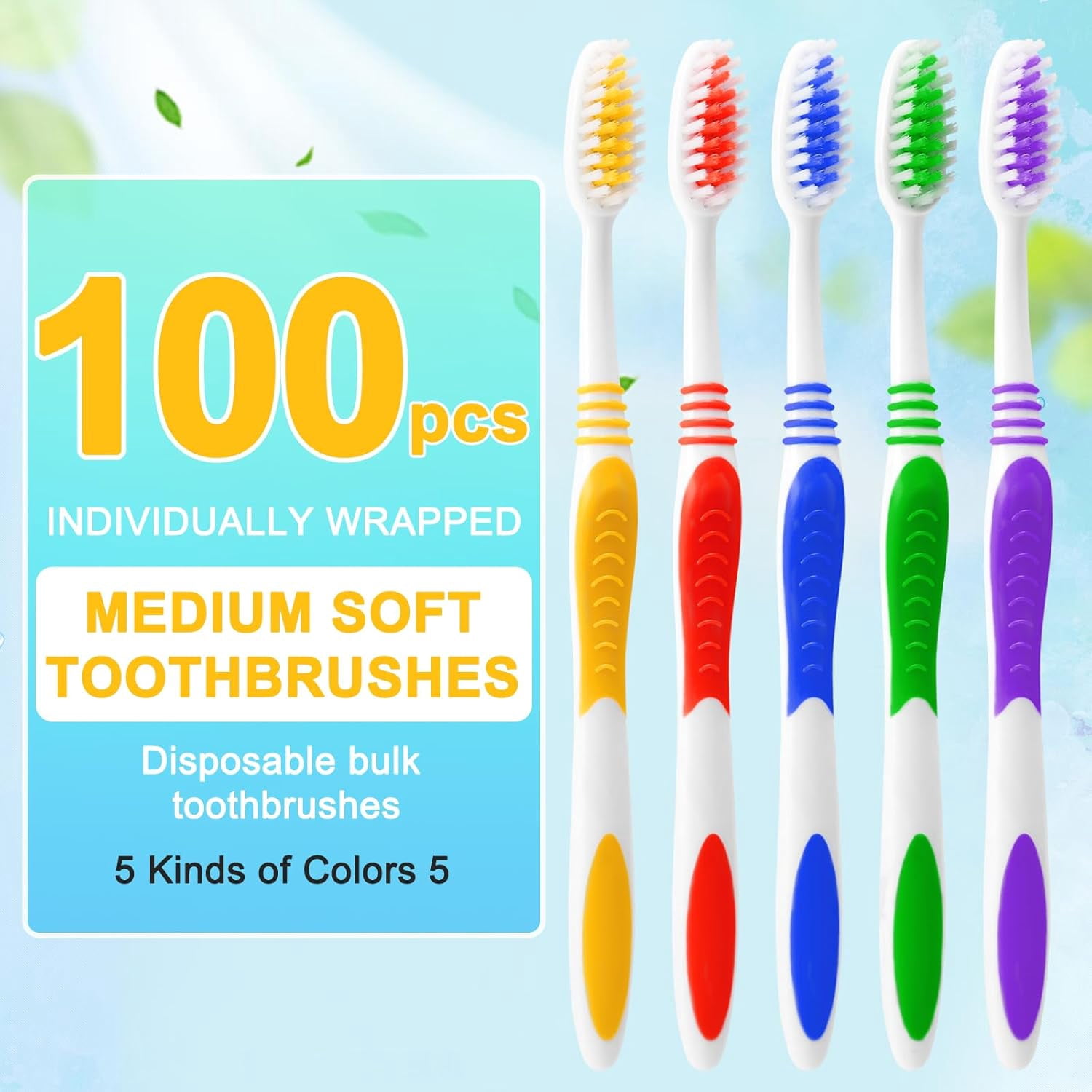 RRDWQ-100PCS Toothbrush Bulk Individually Wrapped Pack, Soft Disposable ...