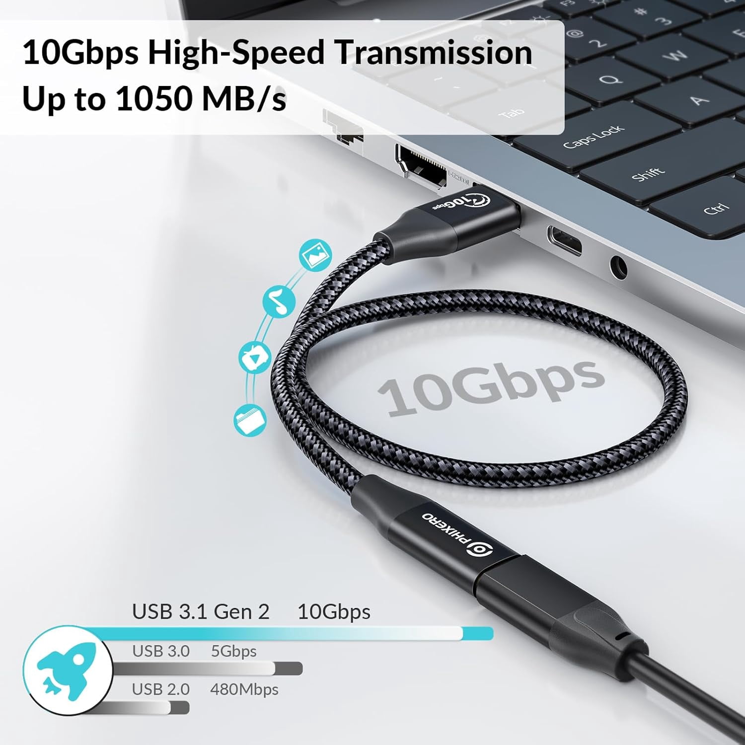 RRDWQ-[10Gbps] USB C Female to USB Male Adapter 3.1 Gen 2 (1 Ft), 3A ...
