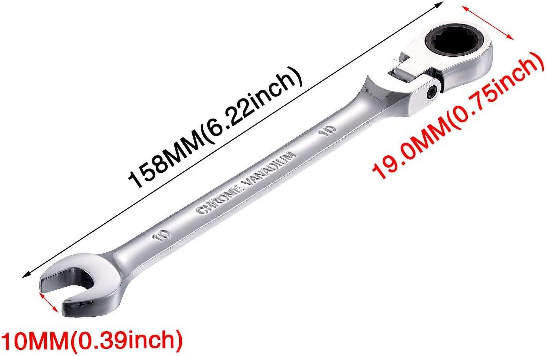 RRDWQ-10mm Ratcheting Wrench Set Flexible Pivoting Head Ratchet ...