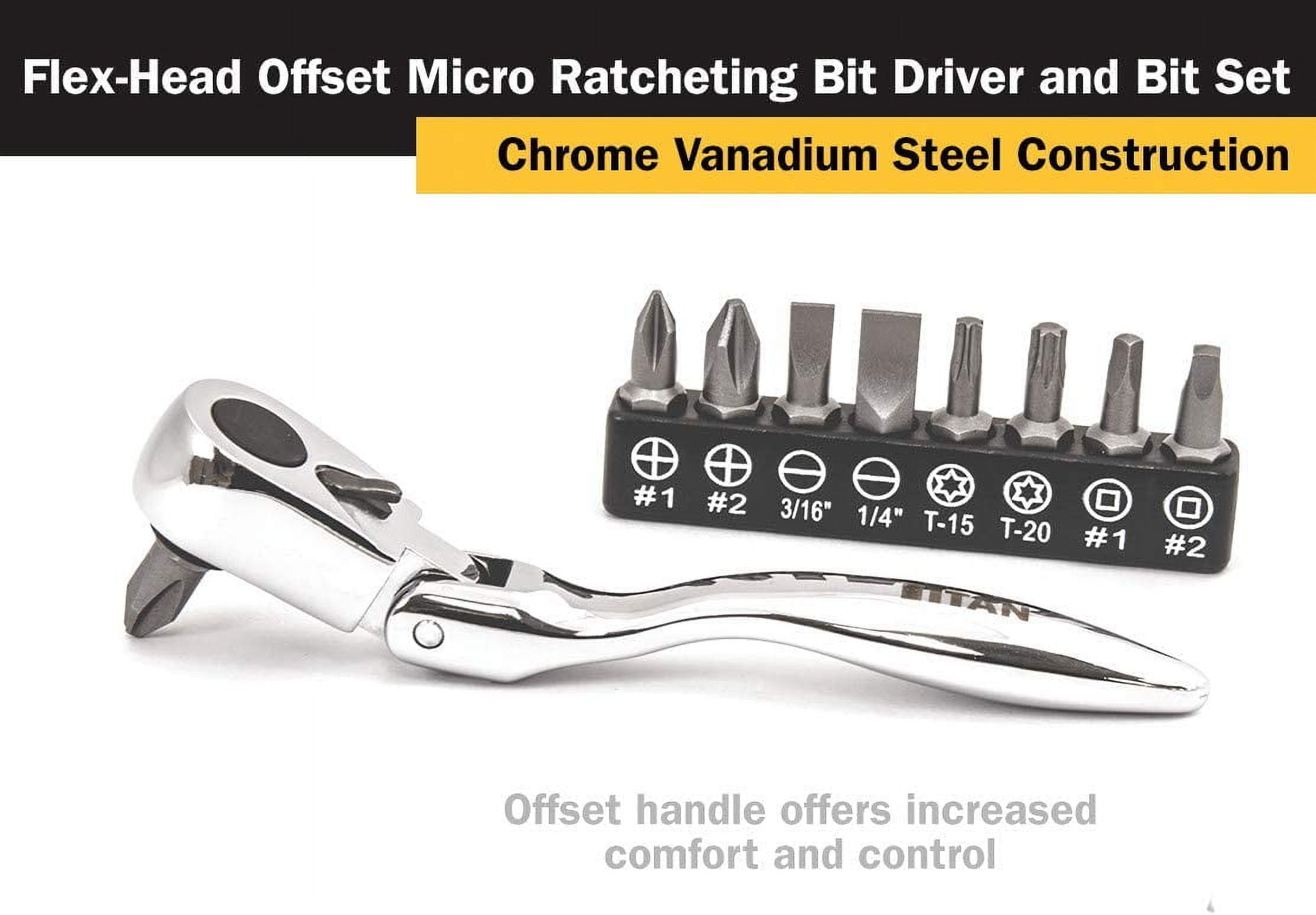 RRDWQ-11212 4-1/8-Inch Flex-Head Offset Micro Ratcheting Bit Driver and Bit Set - Walmart.com