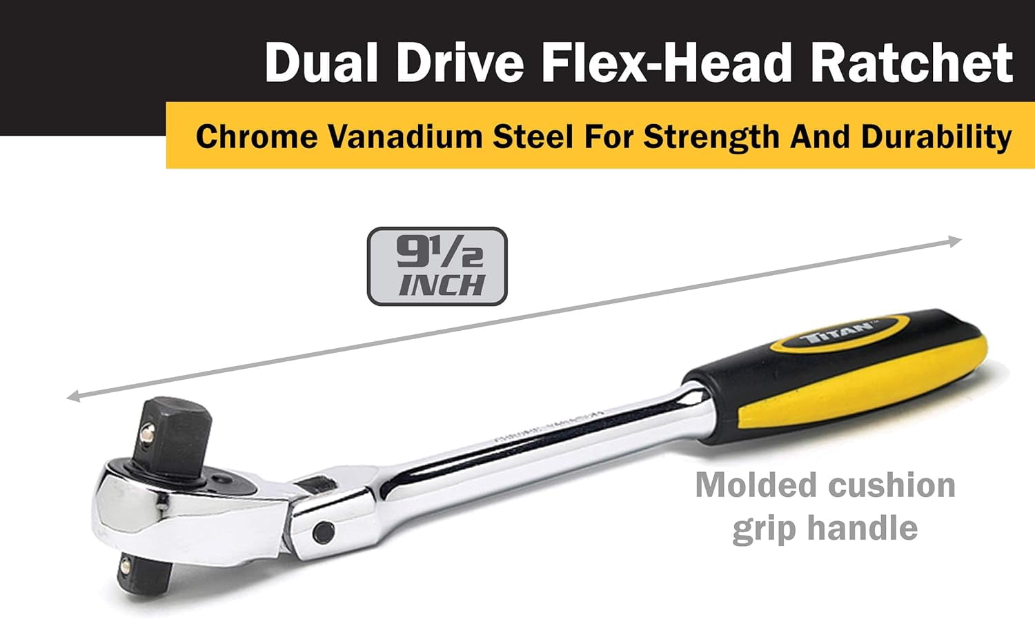 RRDWQ-12358 3/8-Inch and 1/2-Inch Dual Drive x 9-1/2-Inch 72-Tooth Flex ...