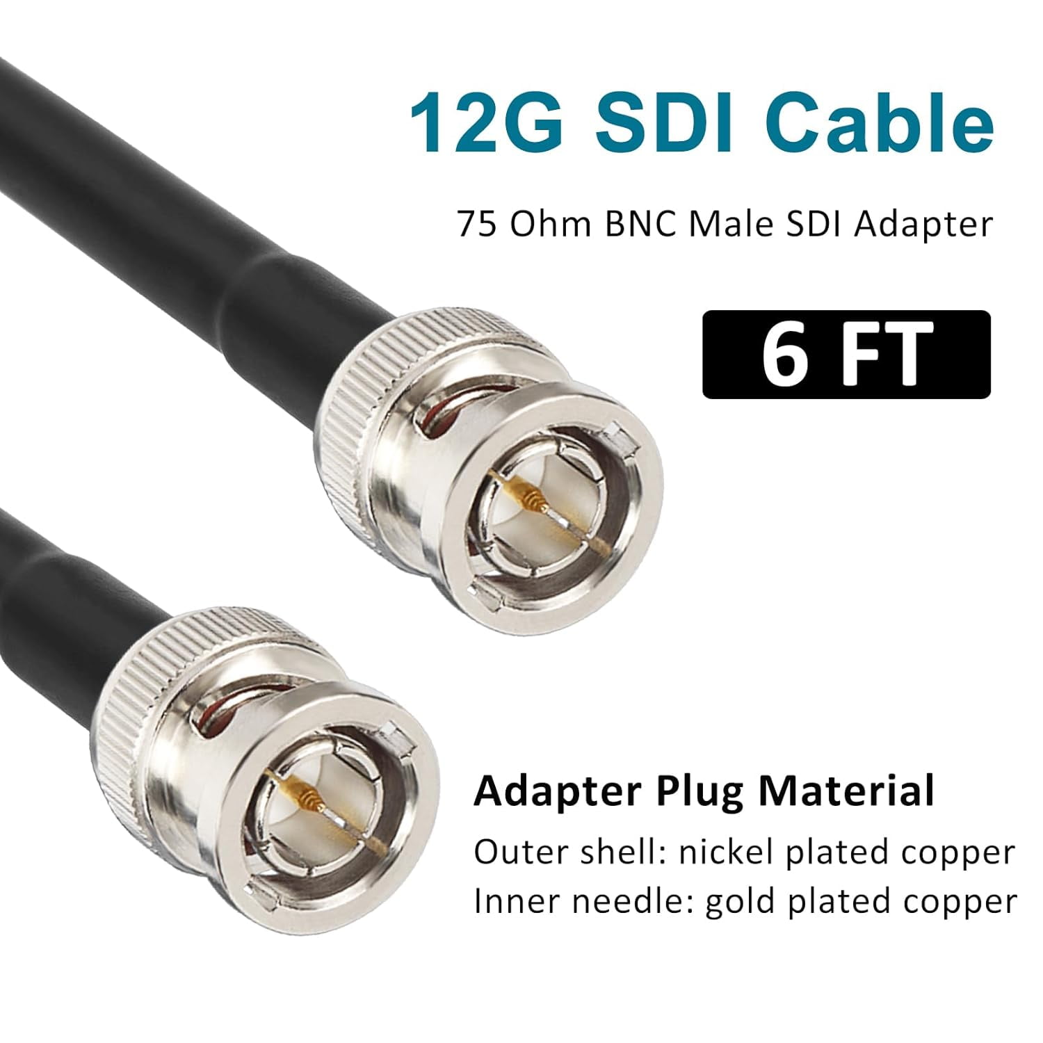 RRDWQ-12G SDI Cables 6FT, SDI Video Cable 3G/6G/12G 75ohm BNC Male ...
