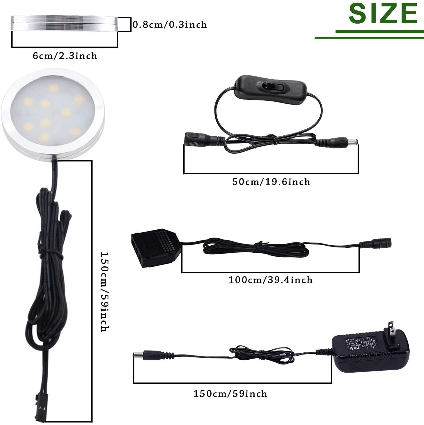RRDWQ-12V LED Under Cabinet Lighting Kit 3 Packs Slim Aluminum Puck ...