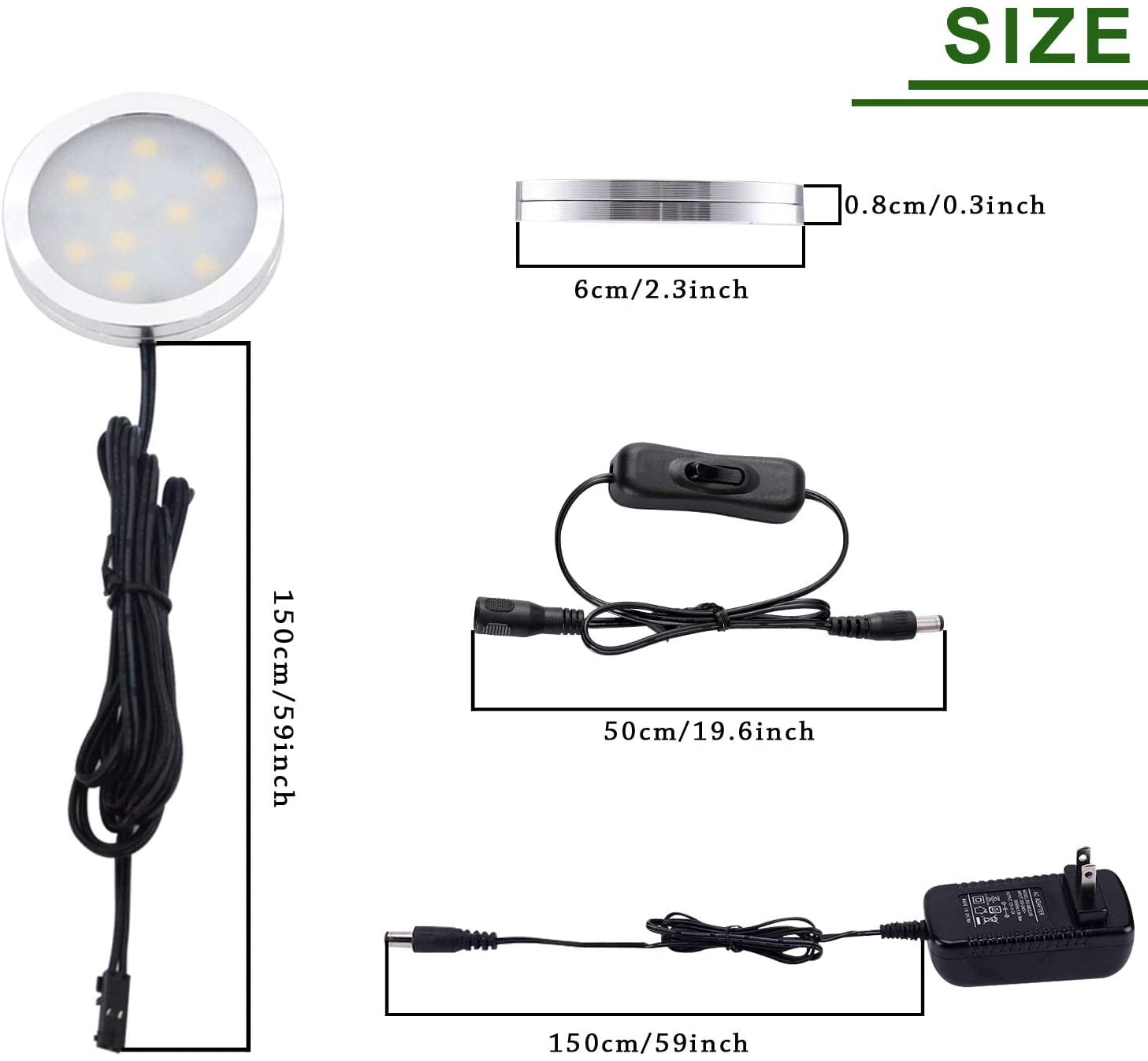 RRDWQ-12V LED Under Cabinet Lighting Kit 3 Packs Slim Aluminum Puck ...
