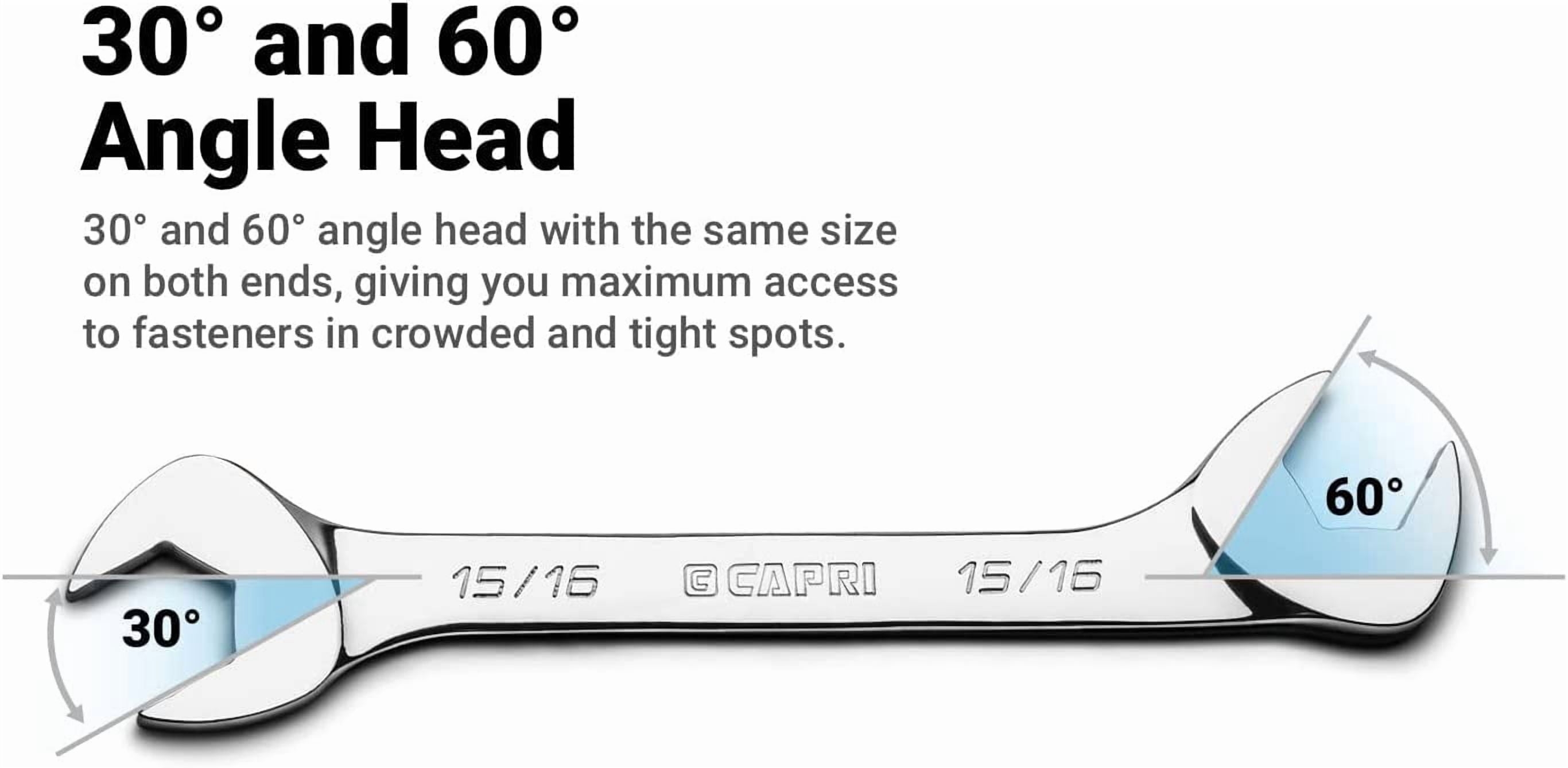 RRDWQ-13/16 in. Angle Open End Wrench, 30° and 60° angles, SAE ...