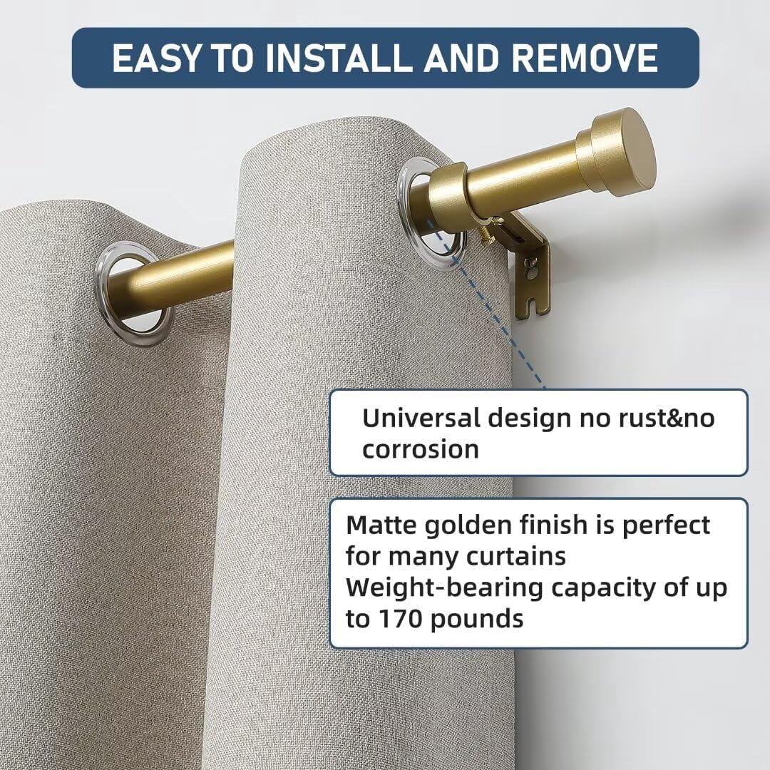 RRDWQ-16 to 28 inch Gold Curtain Rods for Windows - Adjustable Curtain ...