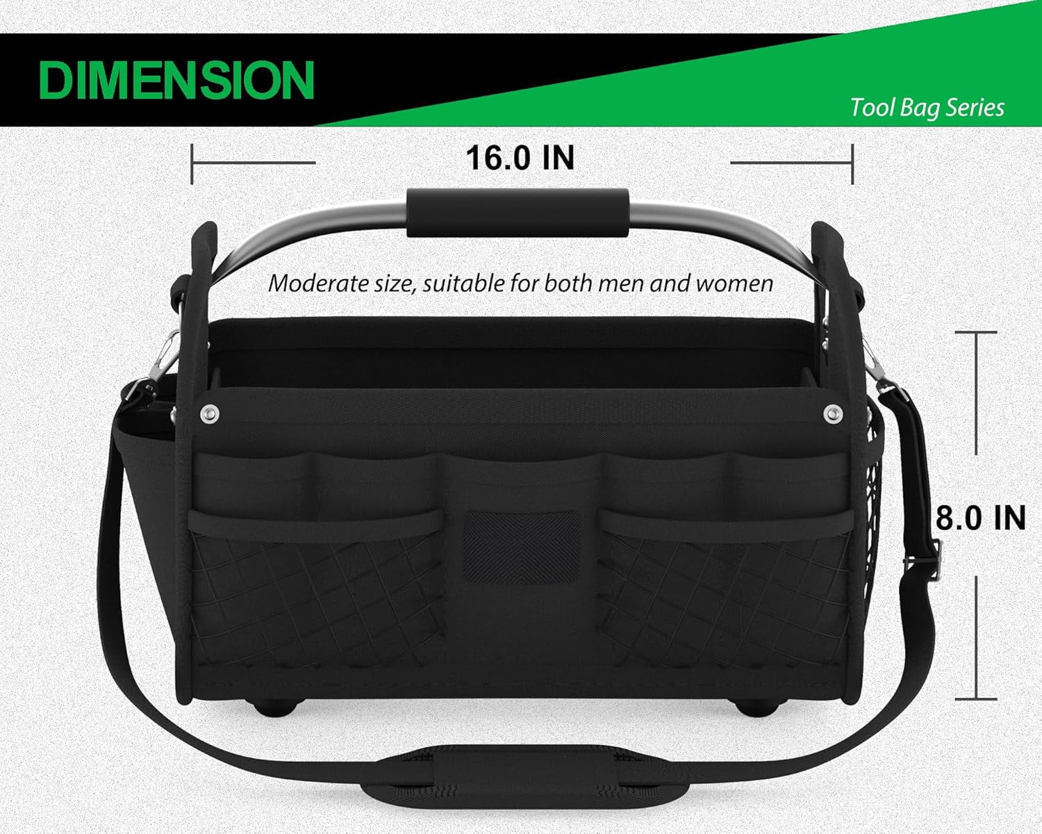 RRDWQ-16 Inch Tool Bag, Open Top Tool Tote Bag, Tool Storage Bag with ...