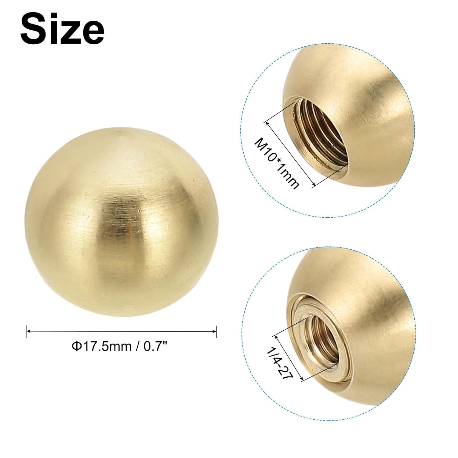 RRDWQ-17.5mm/0.69" Ball Lamp Finials Caps Knob, 1 Set Solid Brass Lamp ...