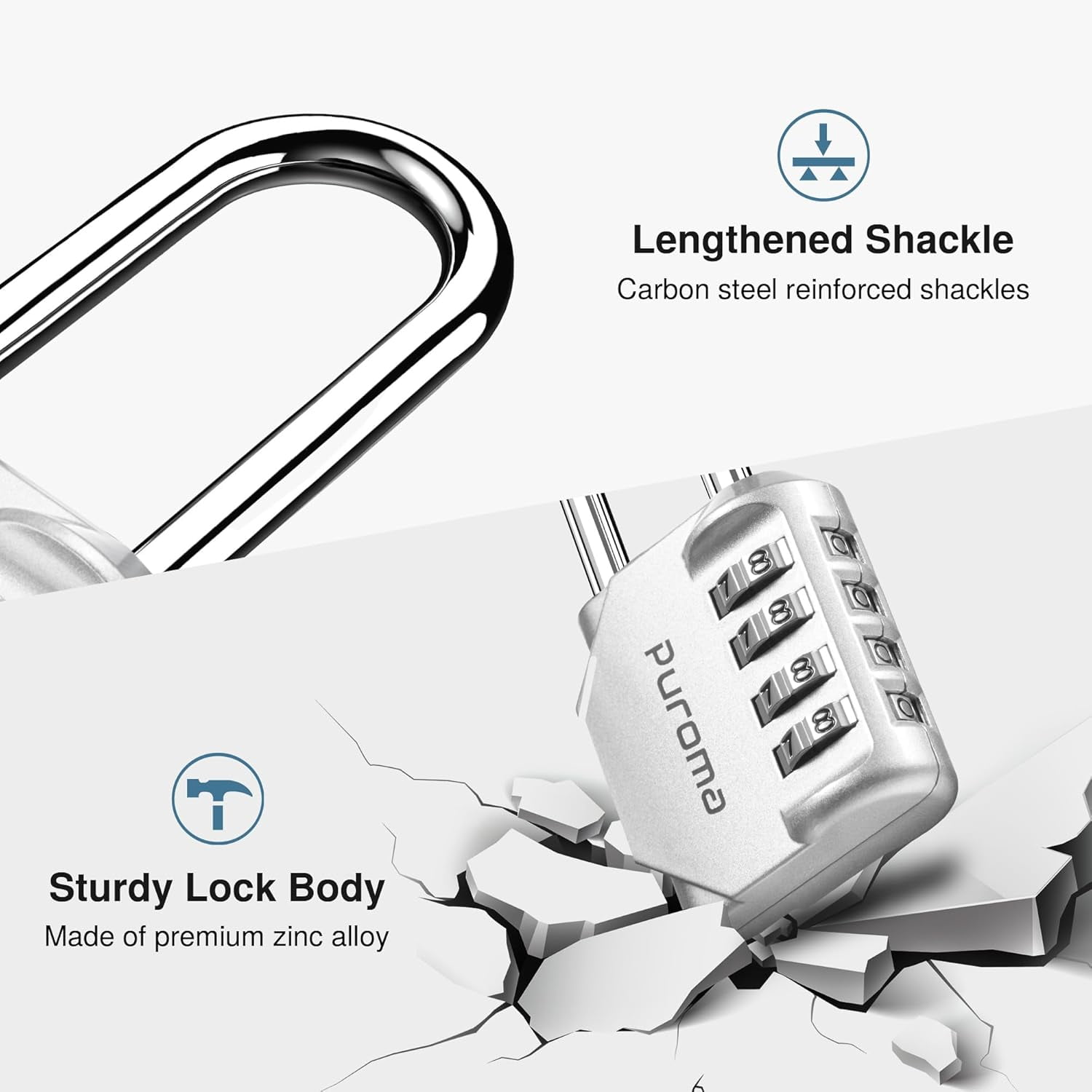 RRDWQ-2 Pack 2.6 Inch Long Shackle Combination Lock 4 Digit Outdoor ...