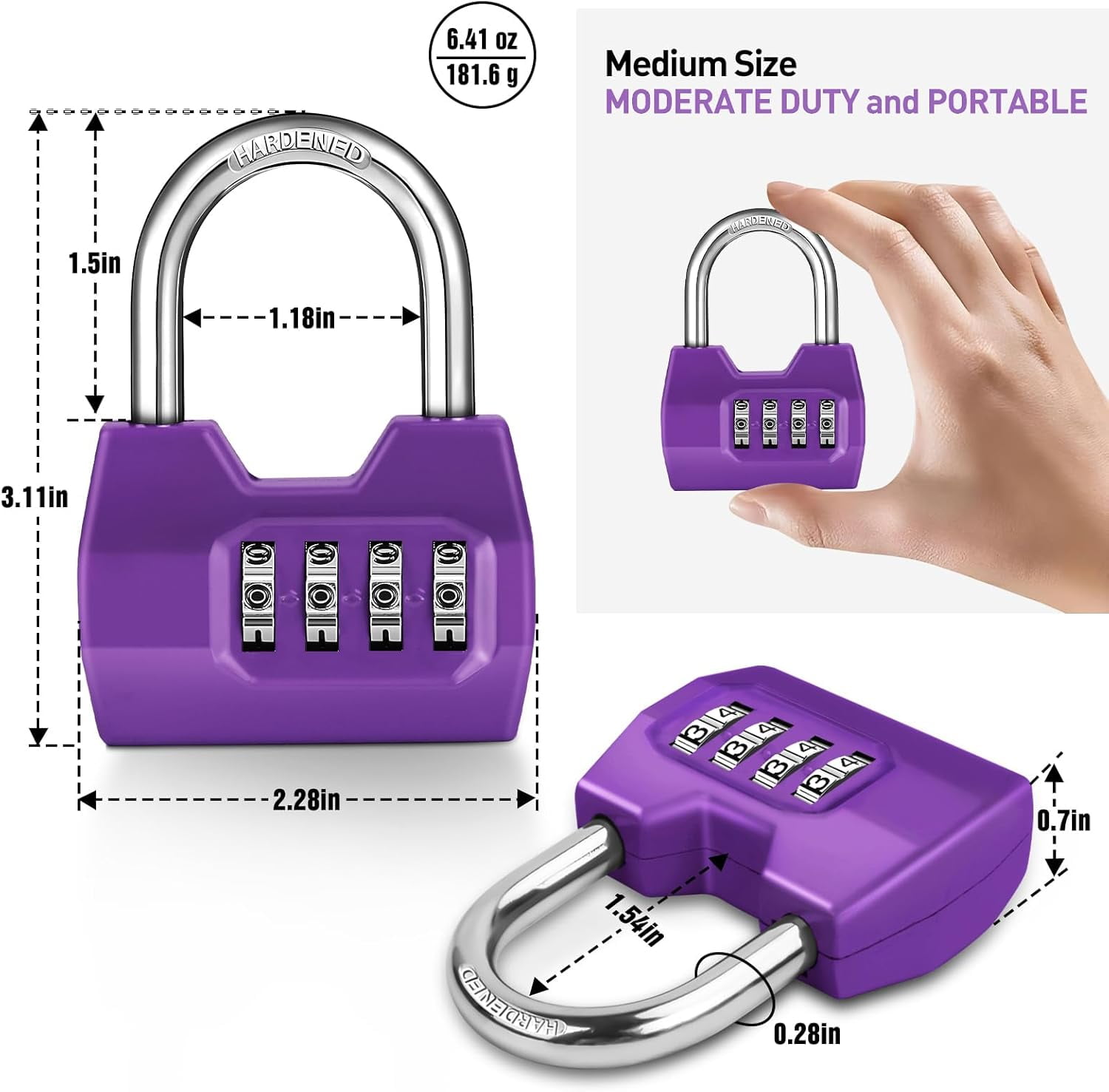 RRDWQ-2 Pack 4-Digit Combination Lock, Waterproof Outdoor Padlock for ...