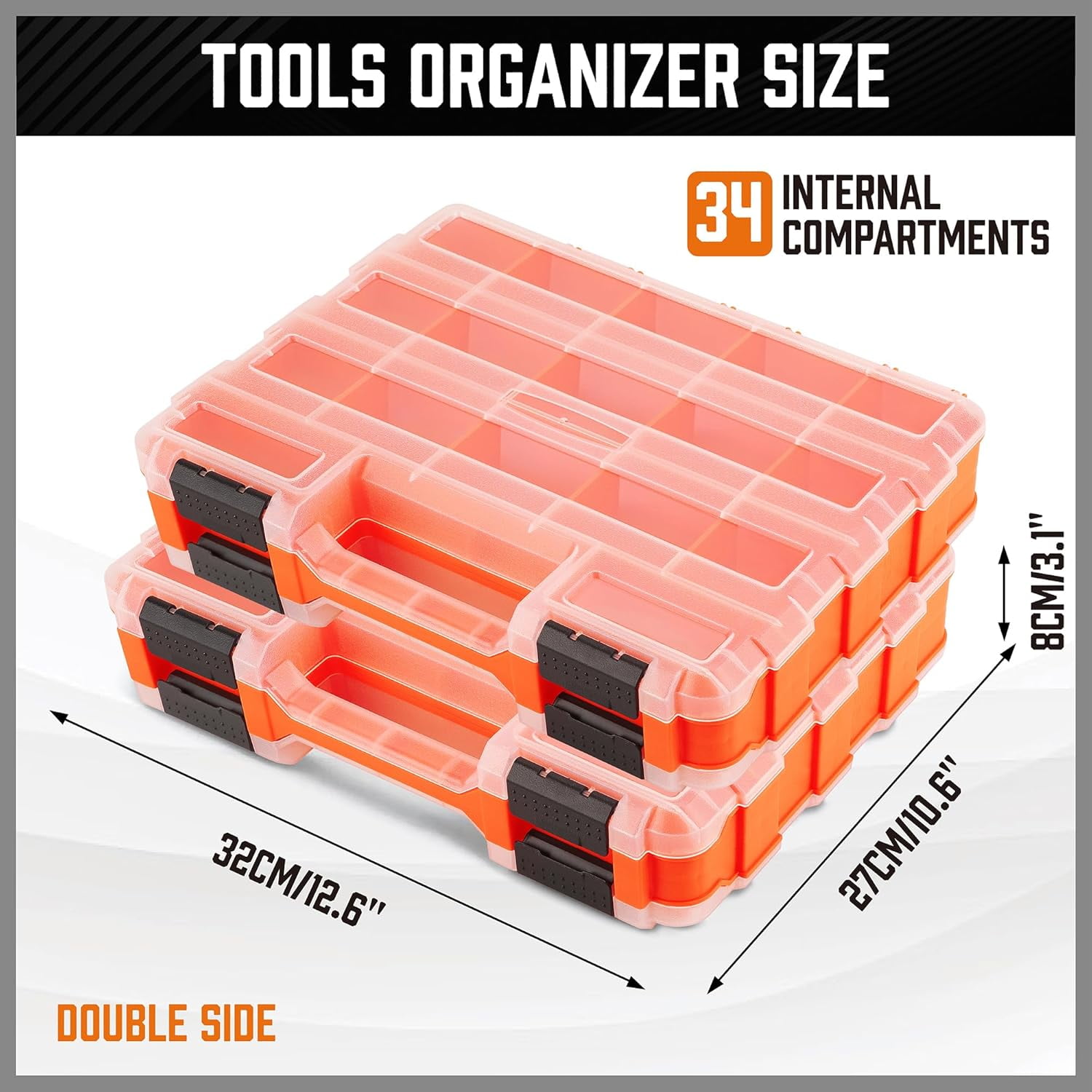 RRDWQ-2-Pack Double Side Parts Organizers, 34-Compartments Tool Box ...