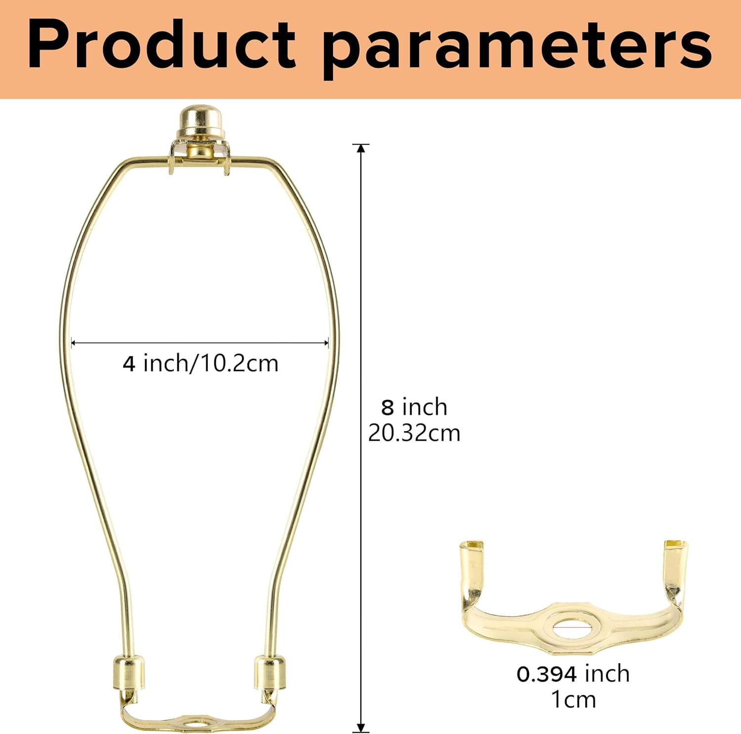 RRDWQ-2 Pack Lamp Harp Kit - Polished Brass 8 Inch Lamp Shade Harp Lamp ...