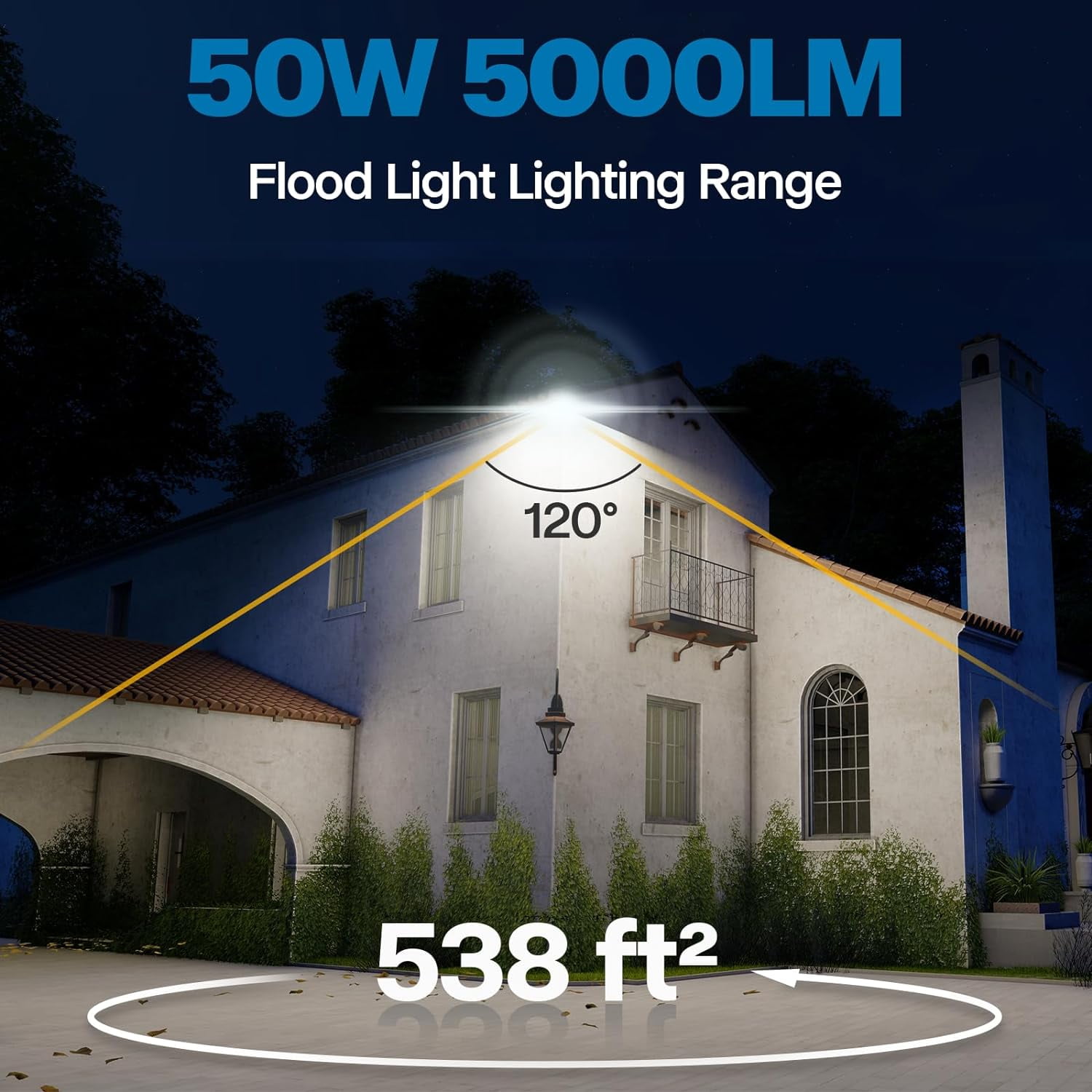 RRDWQ-2 Pack Outdoor Flood Light, 5000LM Super Bright LED Work Light ...