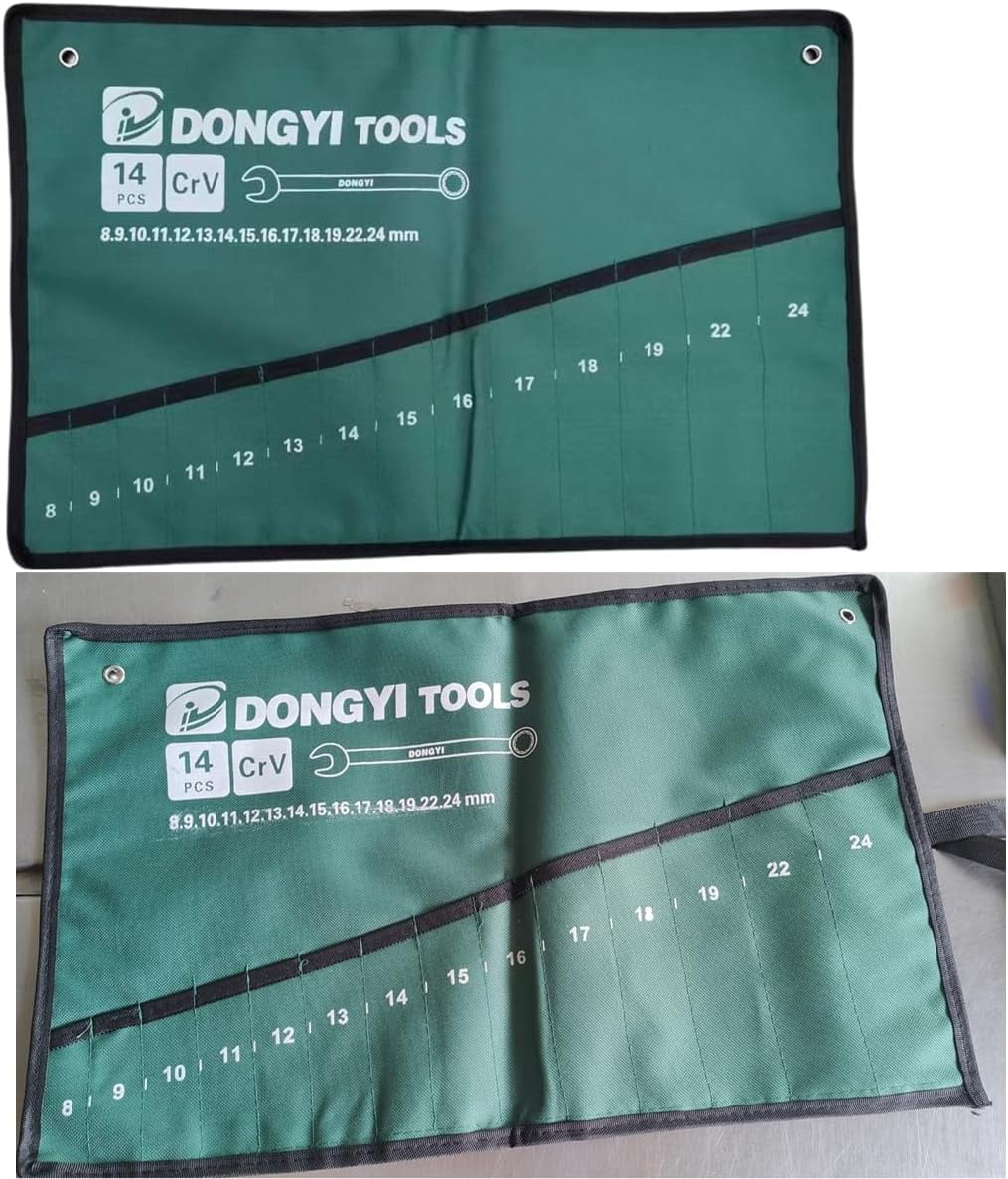 RRDWQ-2 Pack Wrench Roll Up Pouch Wrench Set Roll Organizer 14 Pocket ...