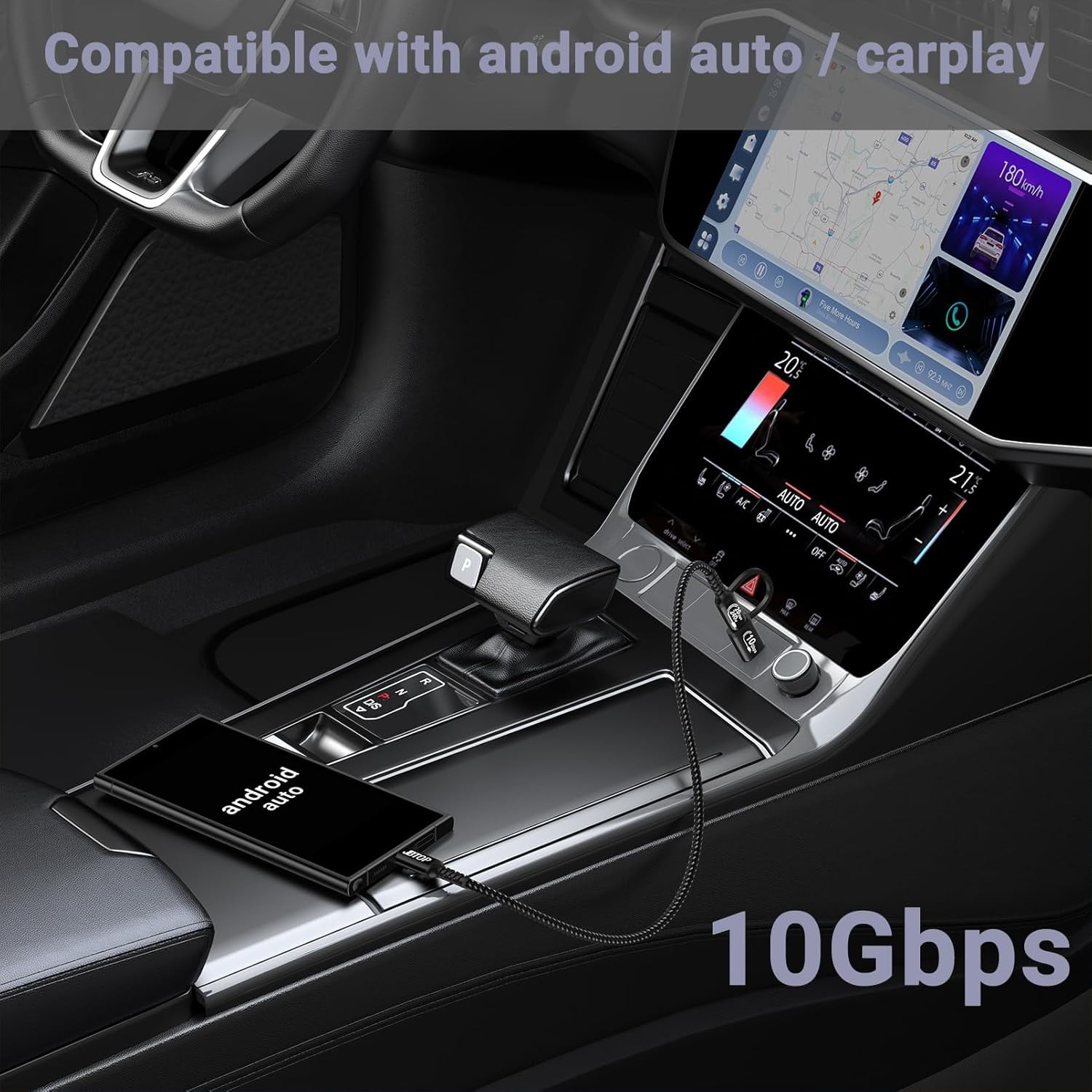 RRDWQ-2-in-1 Android Auto USB C Cable 1.5ft[2Pack], USB-C 240W Fast ...