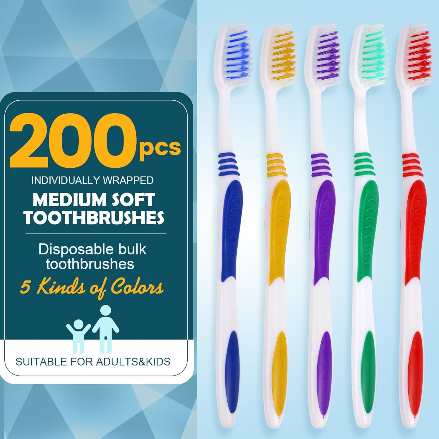 RRDWQ-200 PCS Premium Individually Wrapped Bulk Toothbrush Pack ...