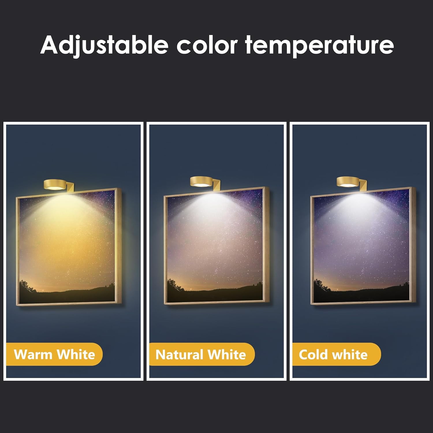 RRDWQ-3-Pack Picture Light Battery Operated, Magnetic Led Lights with ...