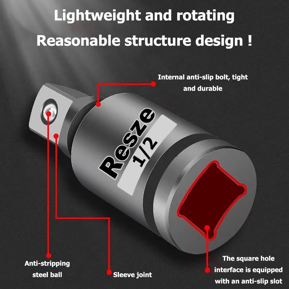 RRDWQ-3 Pcs Universal Joint Swivel Socket Adapter Set,1/4",3/8"& 1/2 ...