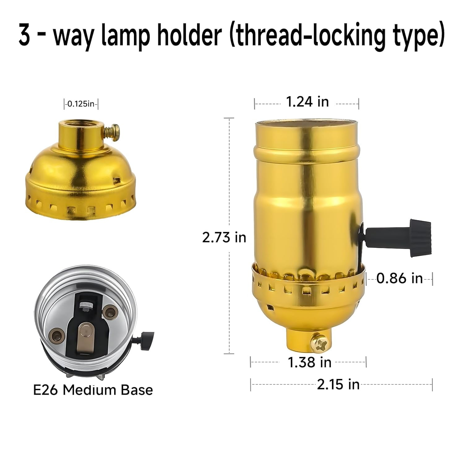RRDWQ-3-Way Lamp Socket Replacement, UL Listed E26 Base, 3-Level ...