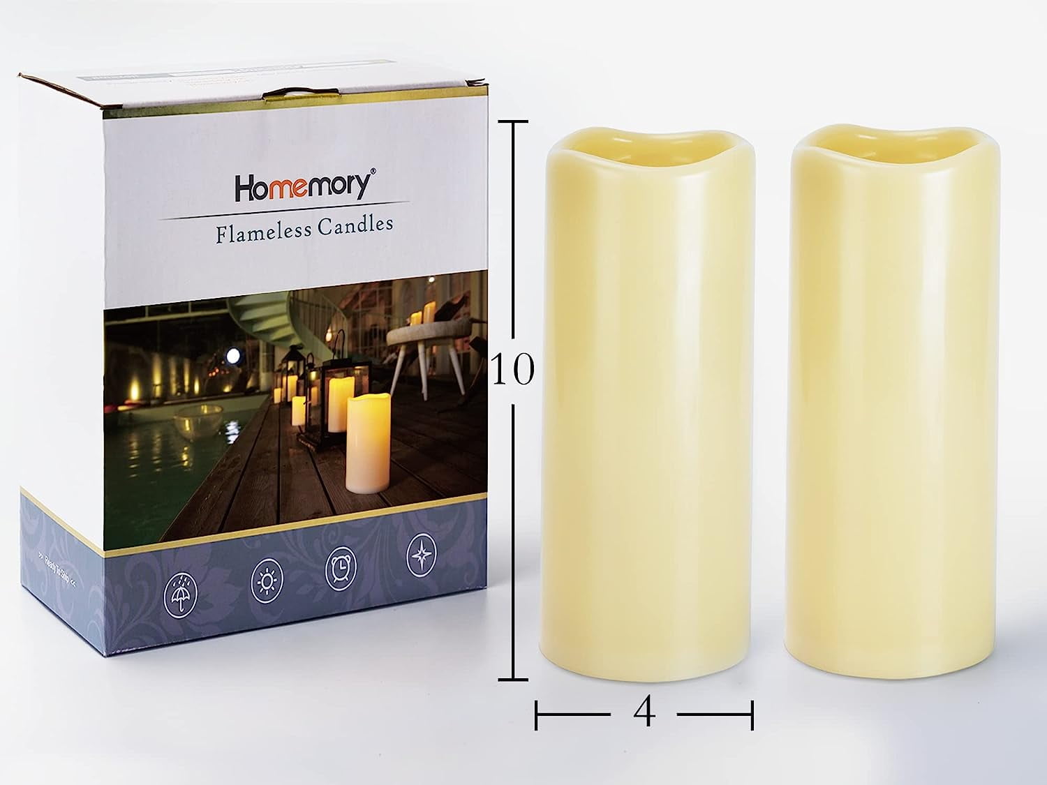 RRDWQ-4" x 10" Large Waterproof Outdoor Flameless Candles, Battery ...