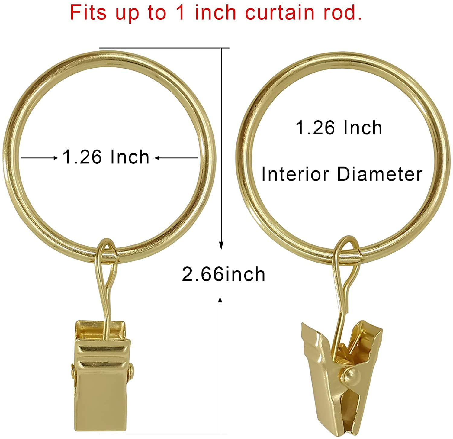 RRDWQ-40 Pack Curtain Rings with Clips, Curtain Clip Rings Hooks, Bow ...