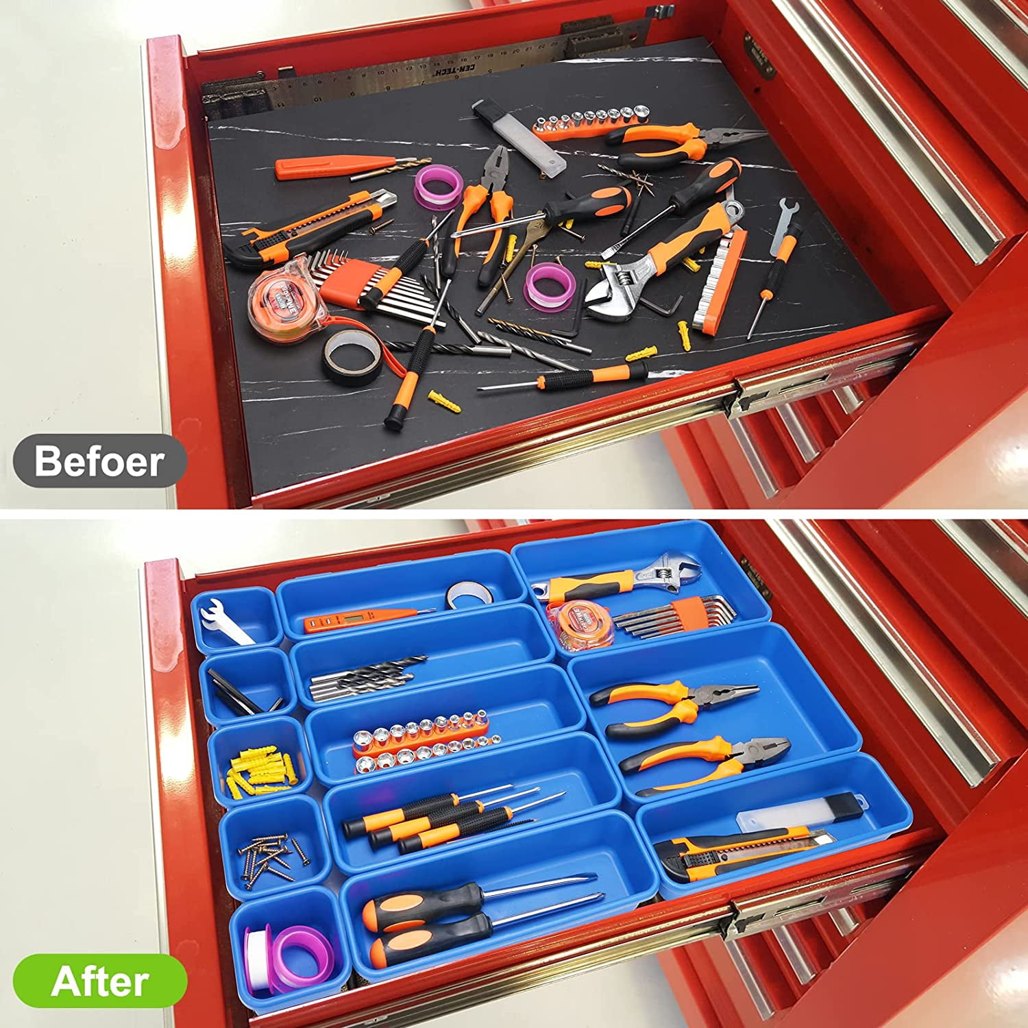 RRDWQ-42 Pack Tool Box Organizer Tool Tray Dividers, Rolling Tool Chest ...