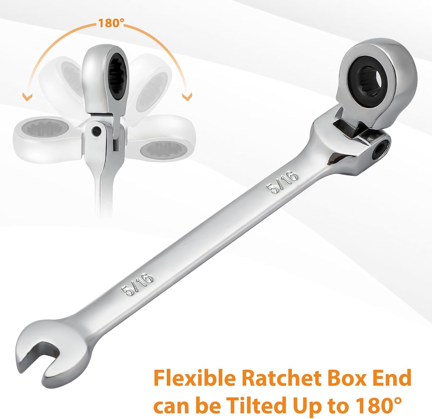 RRDWQ-5/16 Wrench, Flex-Head Ratcheting Combination Wrench Industrial ...