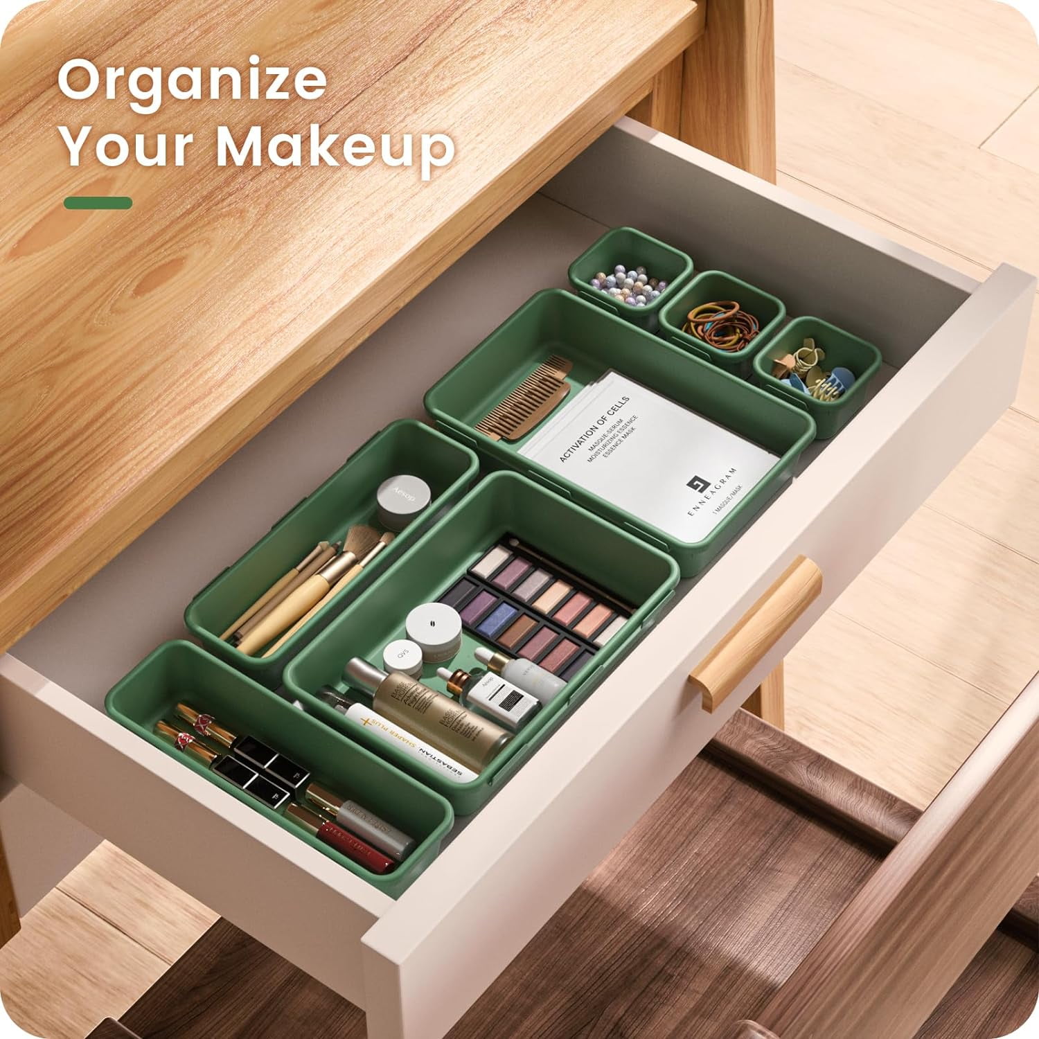 RRDWQ-【𝟰𝟲𝗣𝗖𝗦 & 5 Size】 Tool Box Organizer Tray Divider Set,【Army Green ...