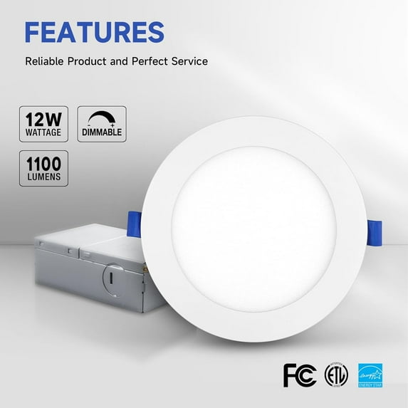 RRDWQ-6 Inch Slim Recessed Lighting with Junction Box, Dimmable ...