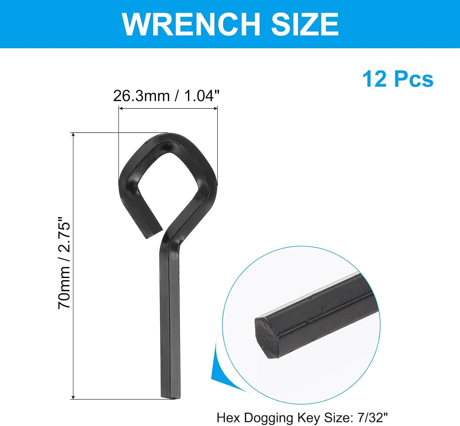 RRDWQ-7/32" Standard Hex Dogging Key, 12 Pack Solid Steel Wrench Door ...