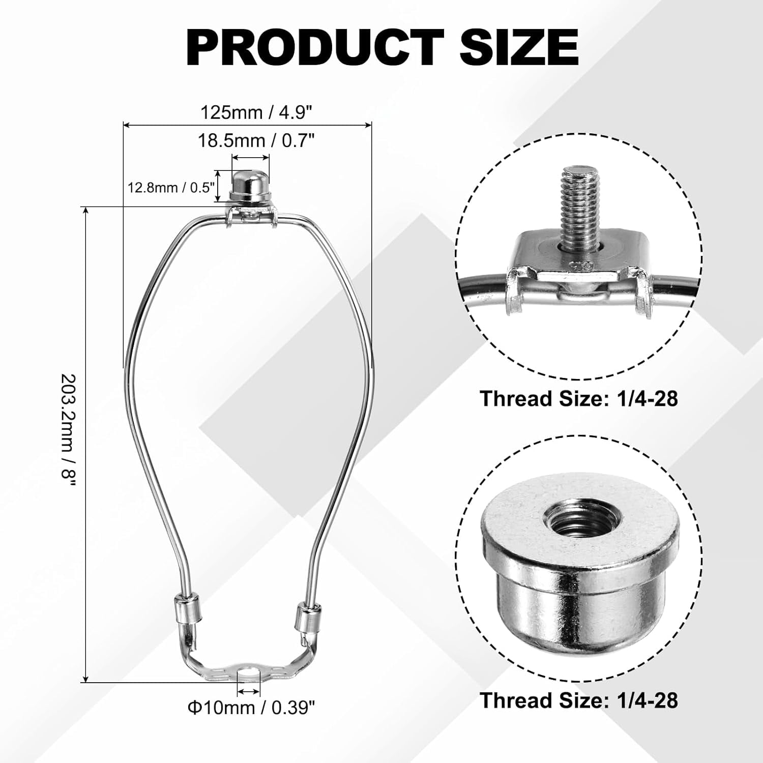 RRDWQ-8 Inch Lamp Harp, 2 Set Detachable Lamp Shade Holder with 3/8 ...