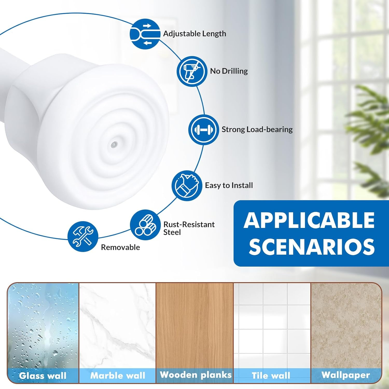 RRDWQ-8 Packs Small Tension Rods 16 to 28 inch, Spring Loaded Curtain ...