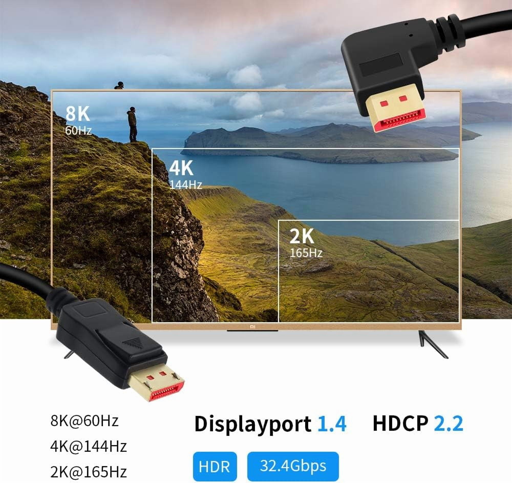 RRDWQ-90 Degree Displayport 1.4 Adapter Cable, Right Angle Display Port ...