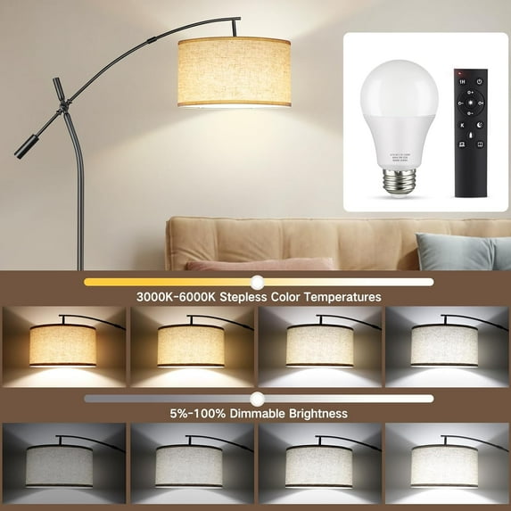 RRDWQ-A19 LED Light Bulb with Remote Control, Efficient 9W LED Bulb ...