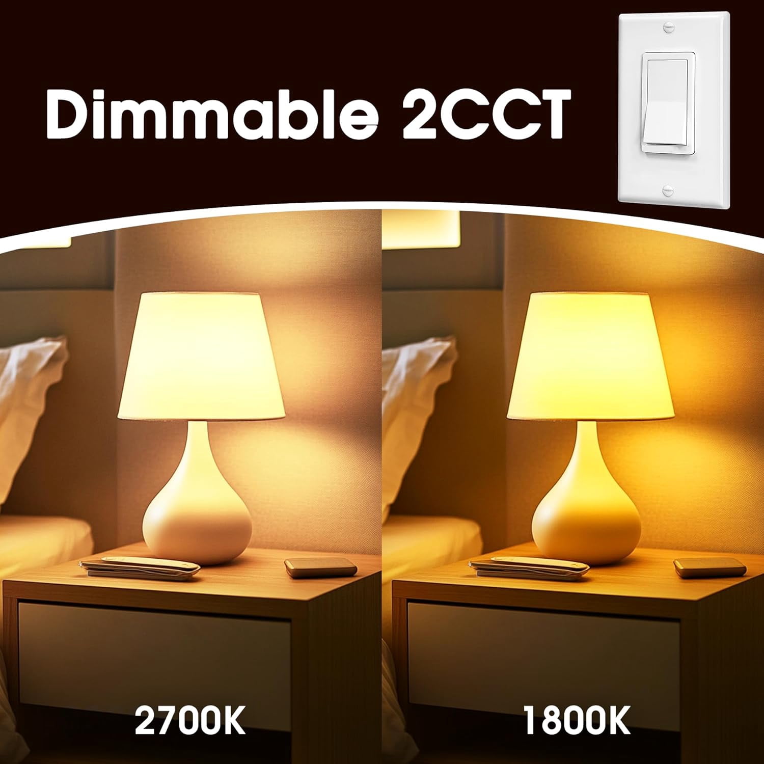 RRDWQ-Amber Sleep Light Bulbs, A19 E26 Warm ligjt(2700K-1800K), Wall ...