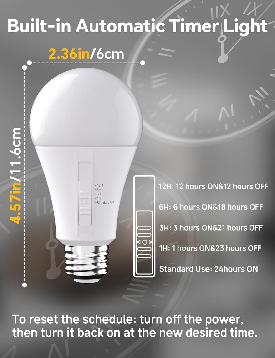 RRDWQ-Auto Timer LED Light Bulbs (4 Pack) - Built-in 1/3/6/12H Security ...