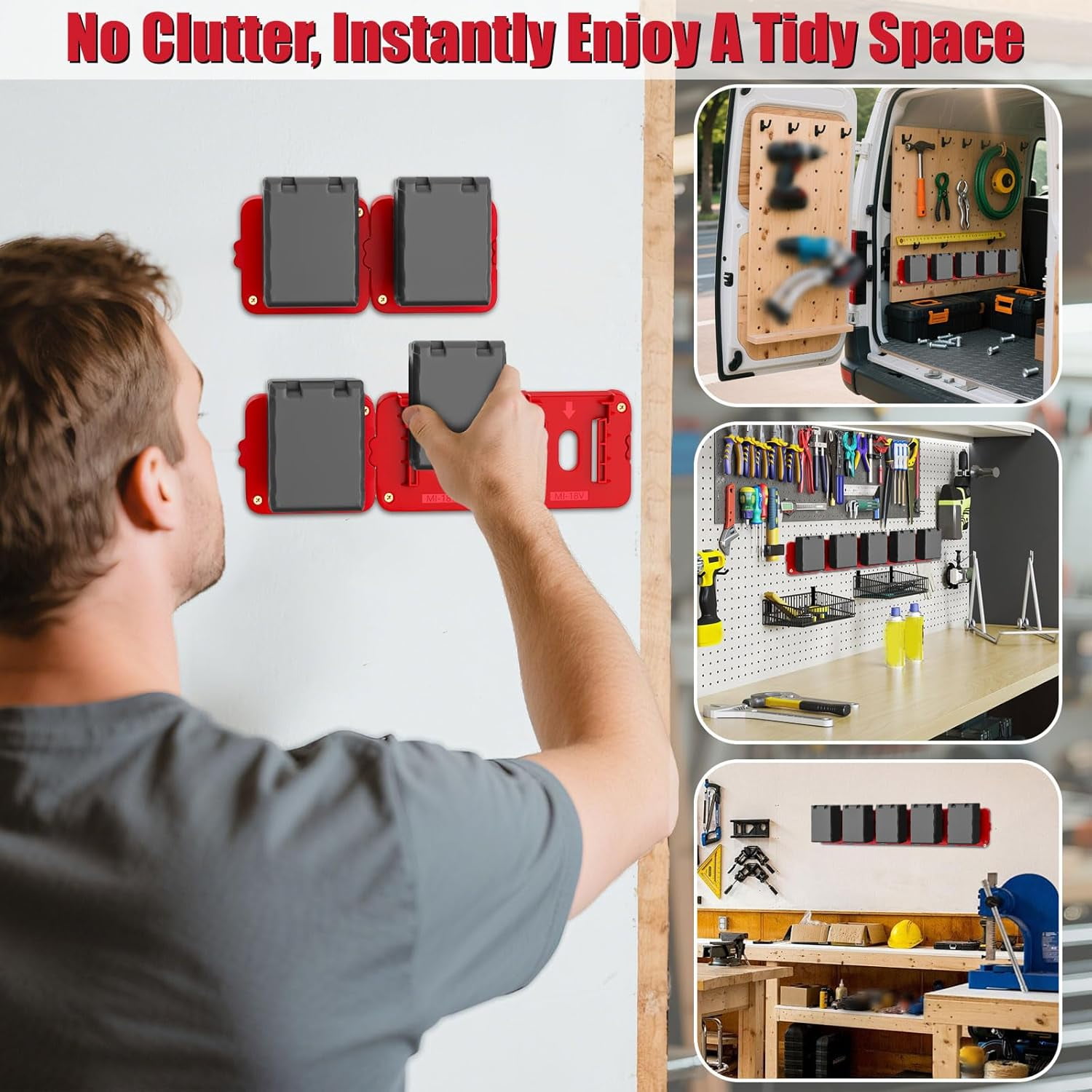 RRDWQ-Battery Holder Compatible for Milwaukee 18V Battery, Wall Mount ...